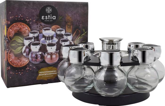 ESTIA ΣΕΤ 8 TEM ΔΟΧΕΙΑ ΜΠΑΧΑΡΙΚΩΝ ΓΥΑΛΙΝΑ ΣΕ ΠΕΡΙΣΤΡΕΦΟΜΕΝΗ ΒΑΣΗ 01-8925